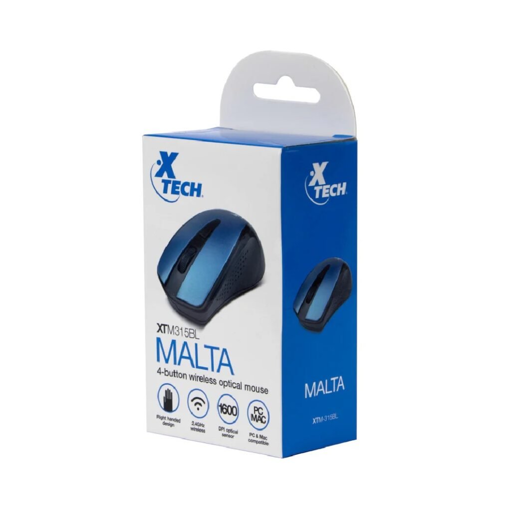MOUSE XTECH XTM315BL WIRELES BLUE 4 BOTONES 1600DPI - Compulab Technology
