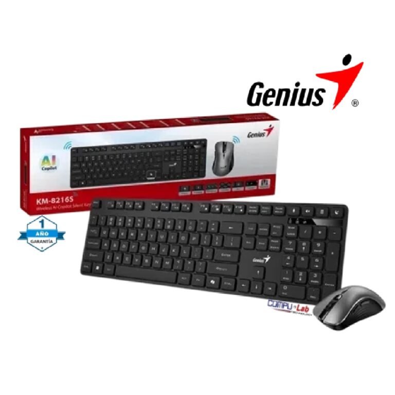 TECLADO+MOUSE GENIUS KM-8216S WIRELESS AI COPILOT SILENCE 2.4 GHZ ...